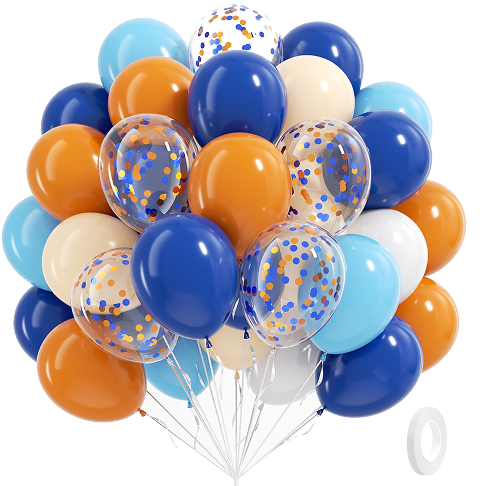BAUANOOY Blue and Orange SSF20 Balloons, 60pcs 12 Inch Orange Blue ...