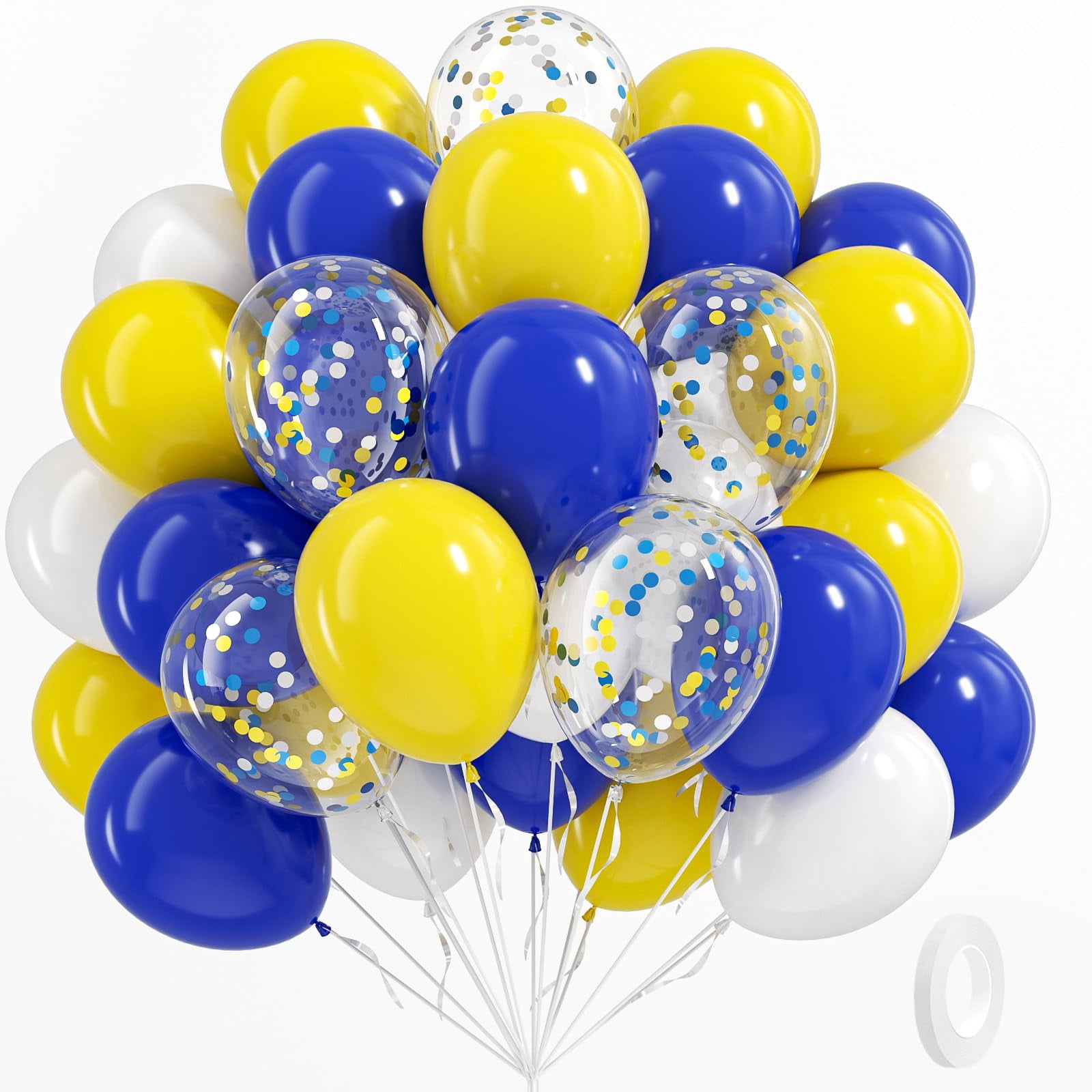 BAUANOOY Blue and Yellow SSF20 Balloons, 60pcs 12 Inch Royal Blue ...