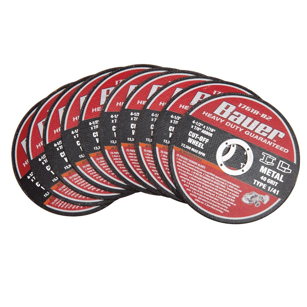 BAUER 4-1/2 In. 40 Grit Metal Cut-Off Wheel 10 Pk. - Walmart Business ...