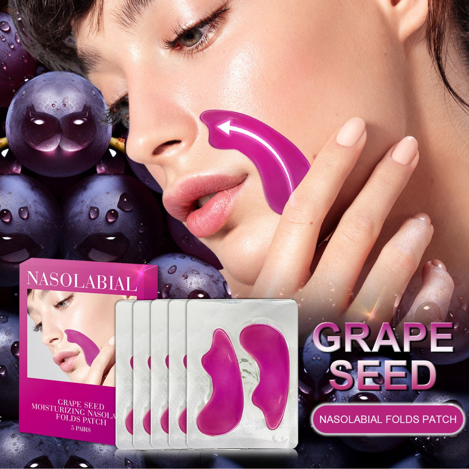 BAUJIUNTU Grape Seed Nasolabial Fold Patch, Reduce Fine Lines and ...