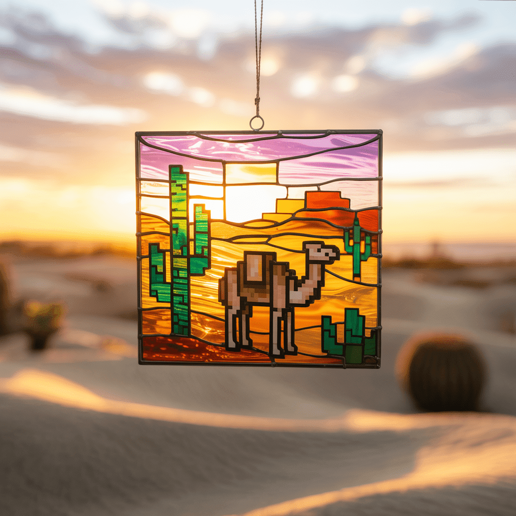 BAVIDA Minecraft Themed Suncatcher 4" - 6" | Pixel Art Stained Glass ...