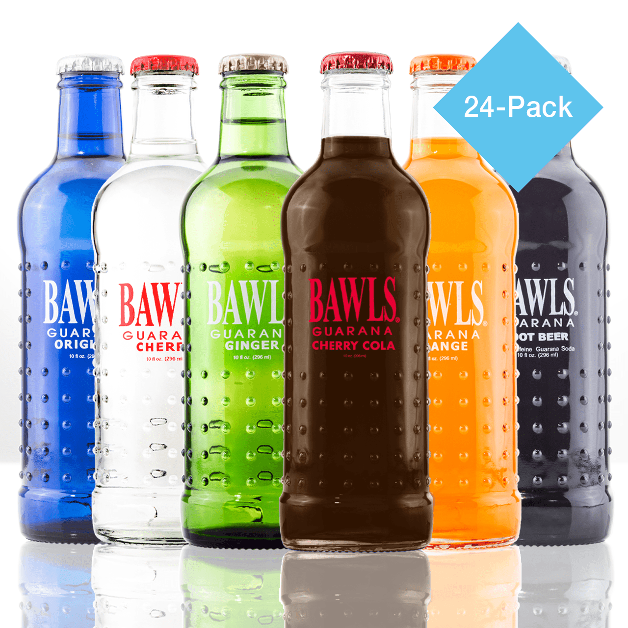 BAWLS Guarana Variety 10oz 24 pack - Includes Ginger, Root Beer, Cherry ...