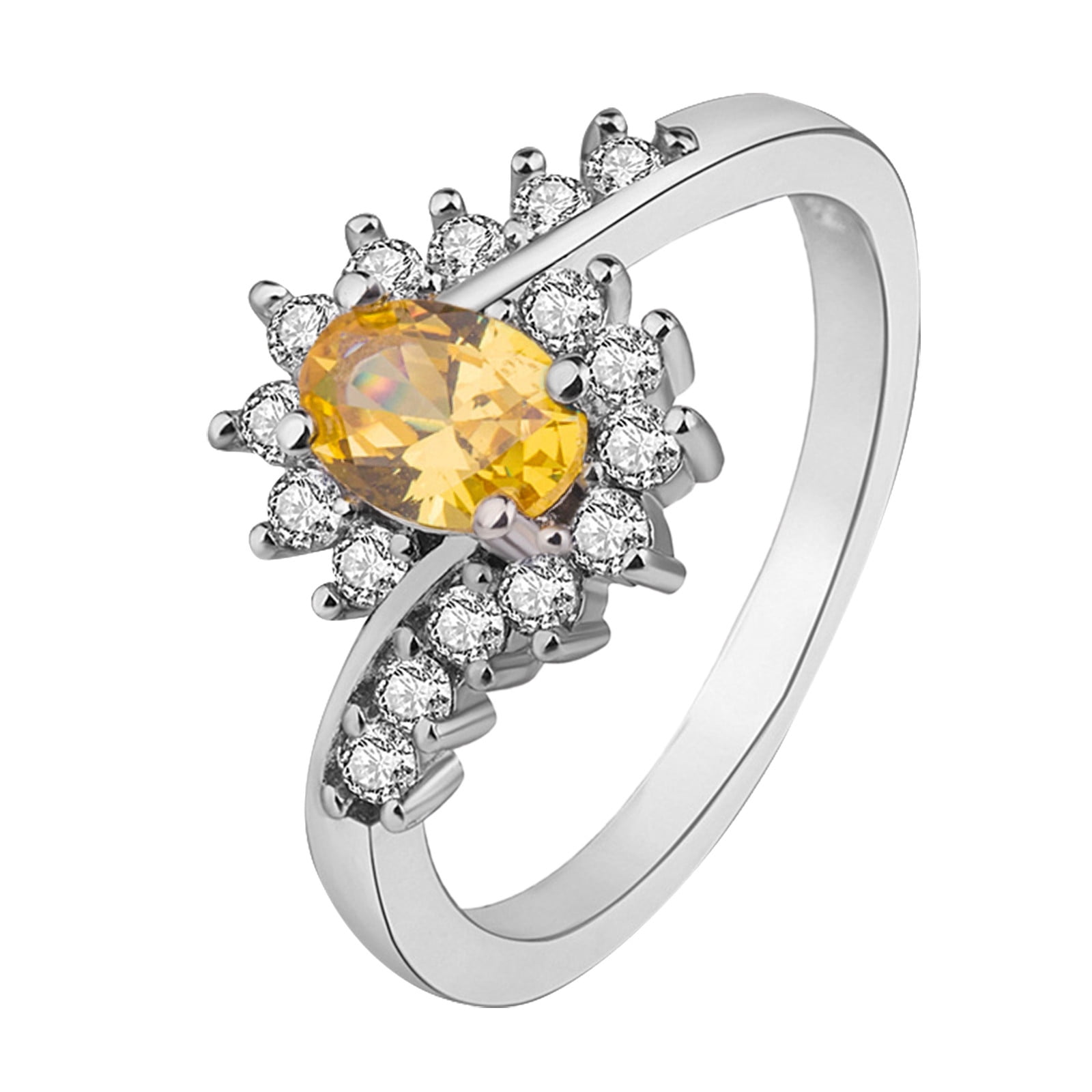 BAYAIXZ Wedding Rings for Woman Women's Rings Silver Rhinestone Rings ...