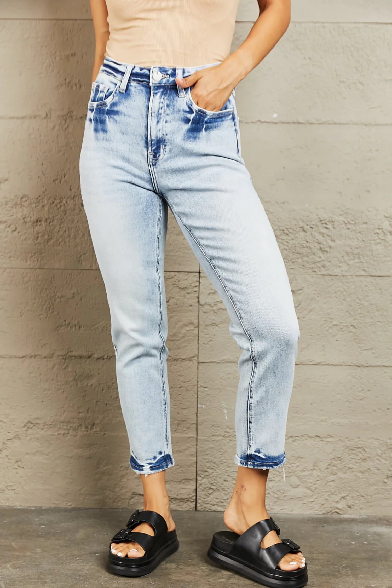 BAYEAS High Waisted Accent Skinny Jeans - Walmart.com