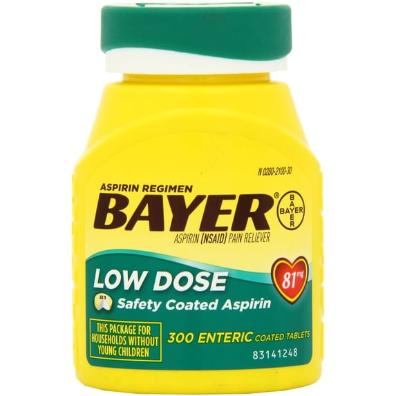 Bayer Low Dose 81mg Daily Aspirin Regimen Enteric Coated 300 Tablets ...