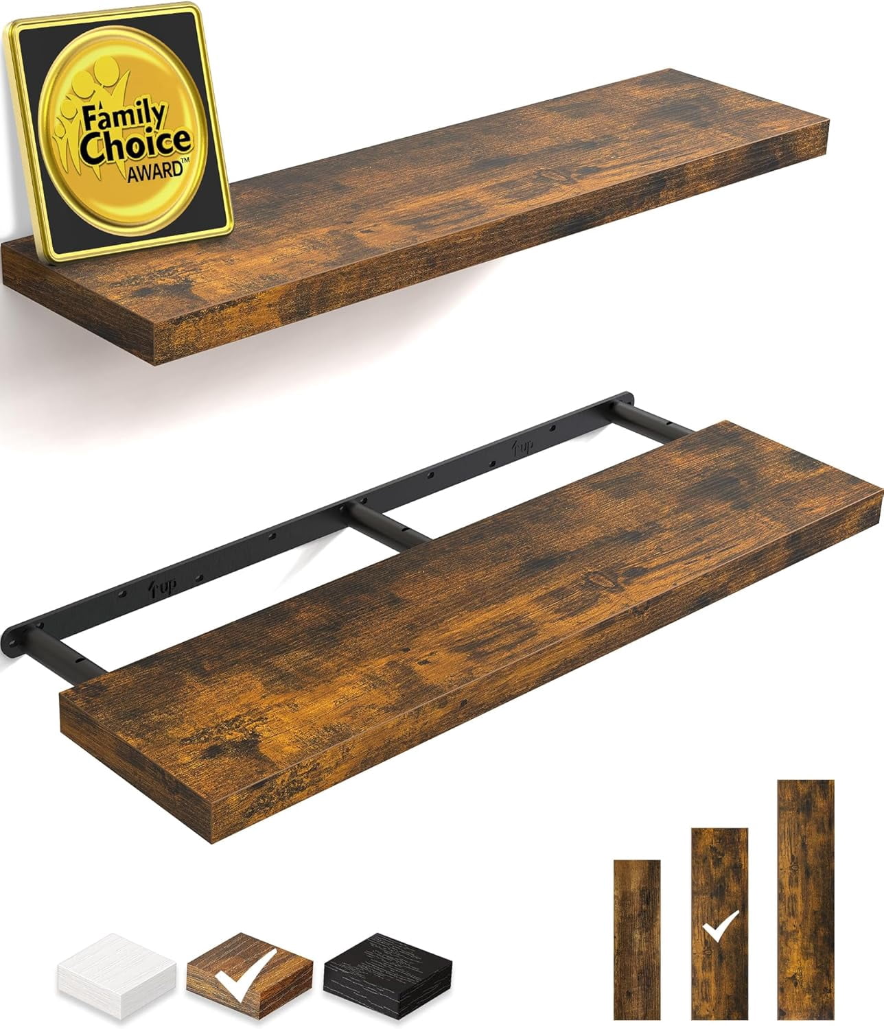 BAYKA Floating Shelves, 36" Wall Mounted Rustic Wood Shelves for ...