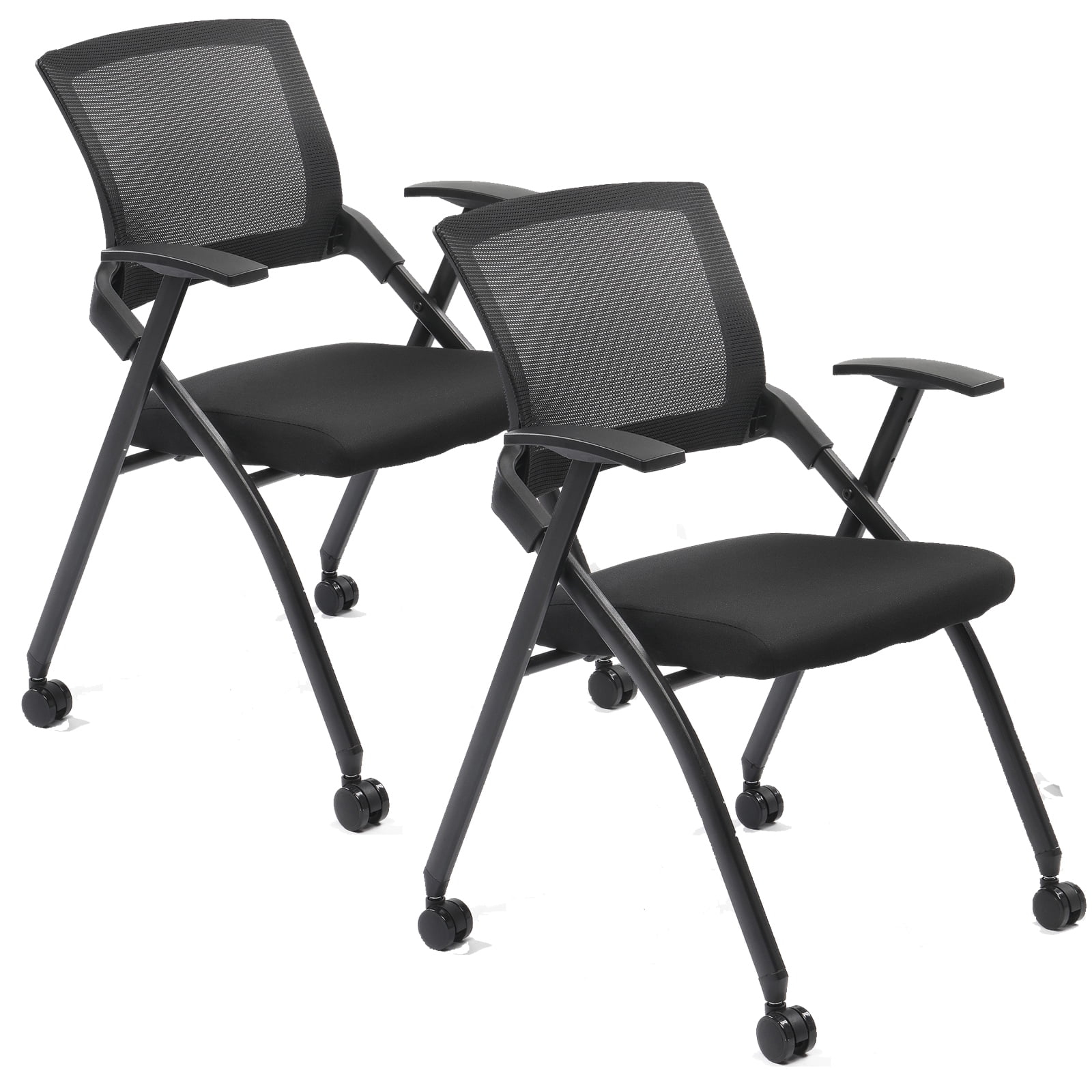 BAYUELSWU 2 Pack Stackable Conference Room Chairs with Wheels and ...