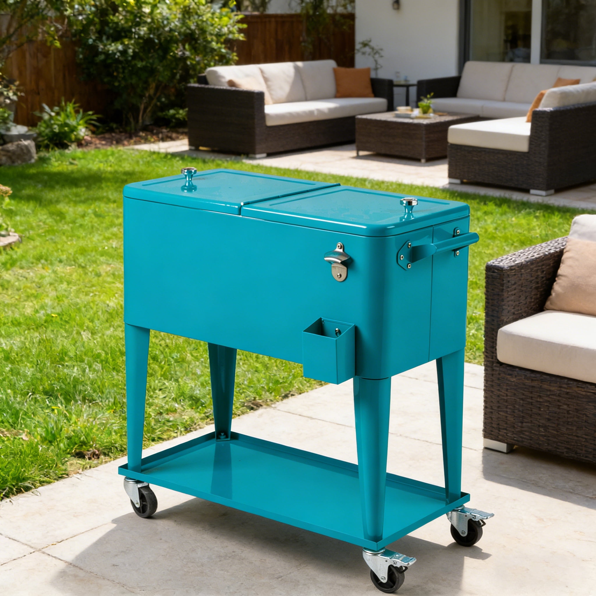 BAYUELSWU 80 Quart Patio Cooler Rolling Cooler Ice Chest with Wheels ...
