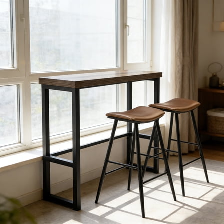 3-Piece Bar Table Set, Industrial Counter Height Kitchen Table and 2 ...