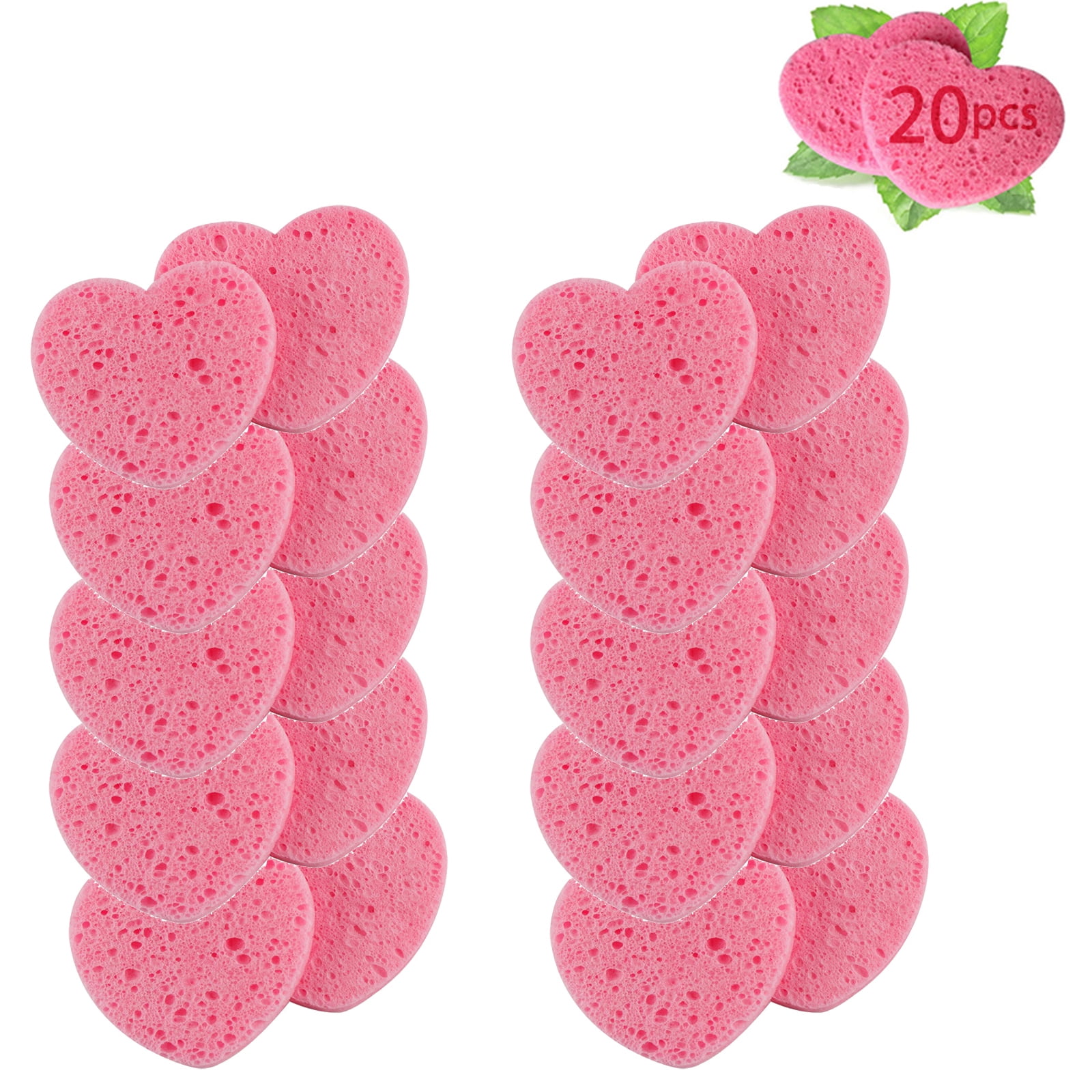 BAYUELSWU Compressed Facial Sponges Heart Shape Facial Sponges for ...