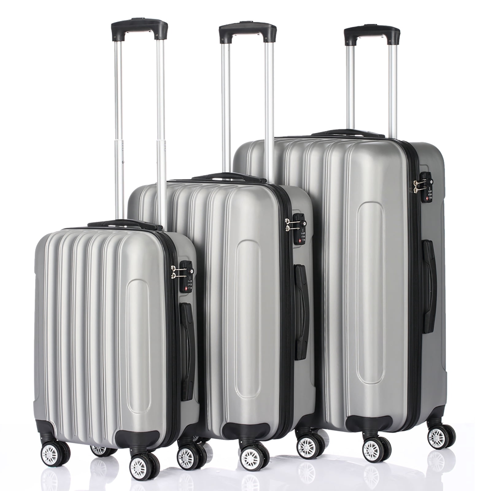 BAYUELSWU Luggage Sets 3-Piece ABS Lightweight Carry on Suitcase Set ...