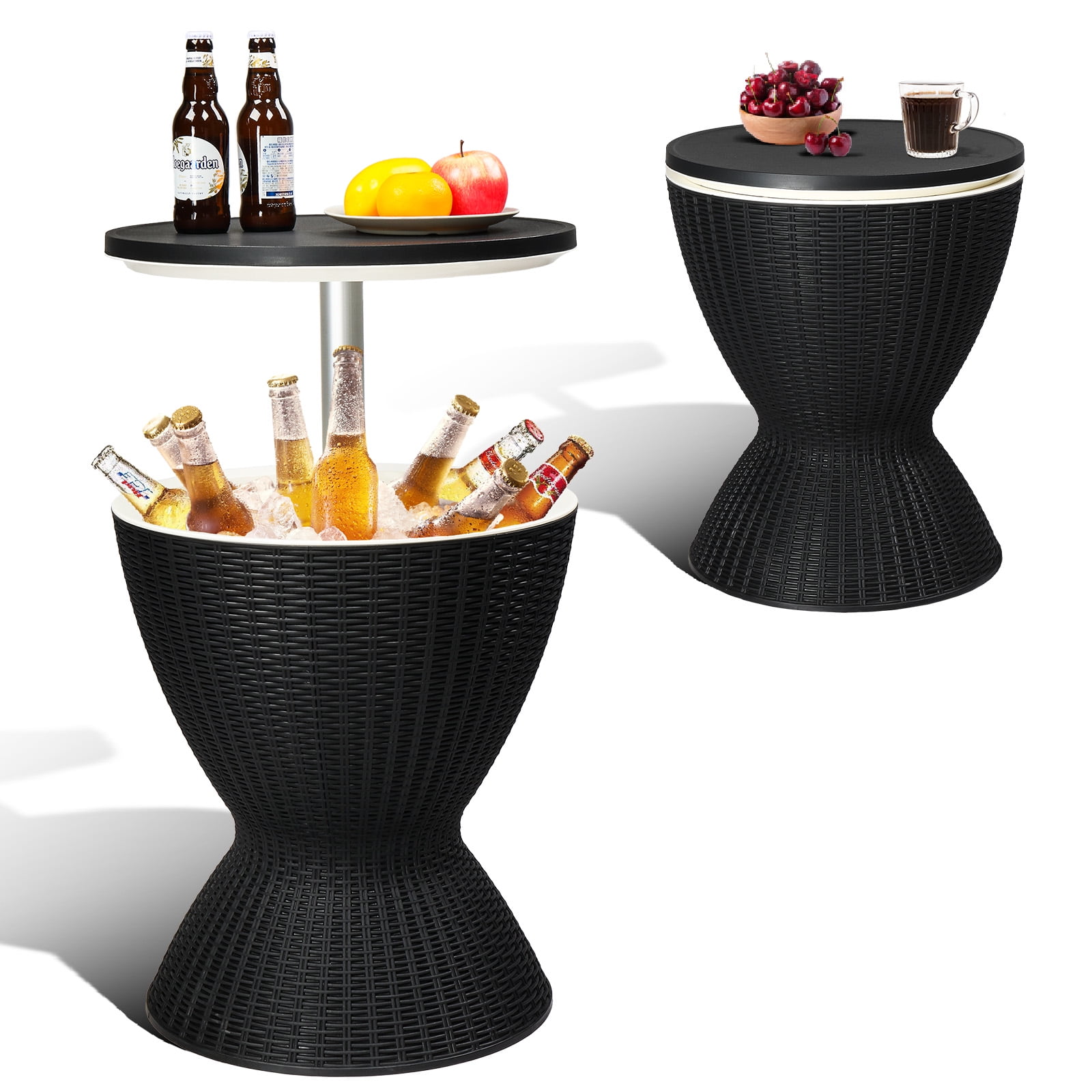 BAYUELSWU Outdoor Cooler Table, Height-Adjustable Outdoor Cool Bar w/ 8 ...