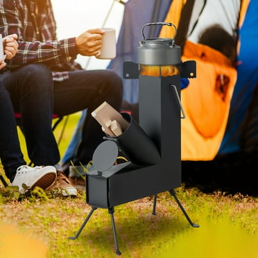 Outdoor Wood Burning Camp Stove with Chimney Tube, Stainless Steel ...