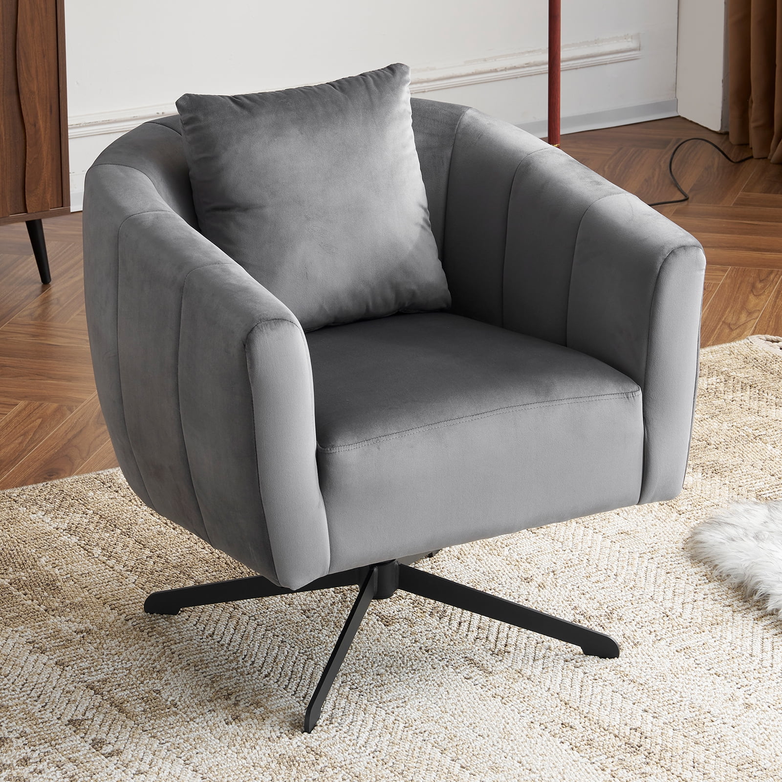BAYUELSWU Velvet Swivel Accent Chair, 360° Modern Velvet Fabric Living ...