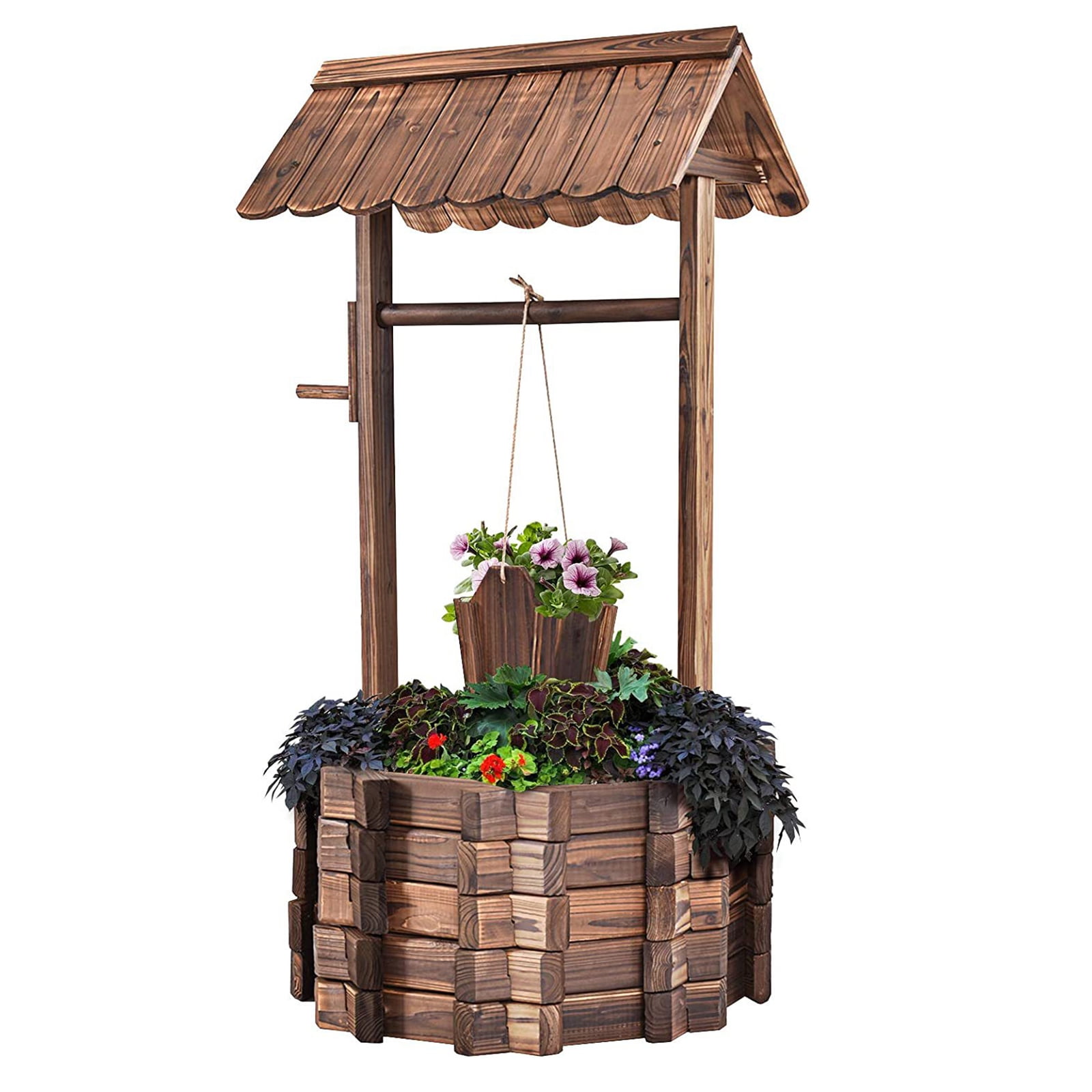 BAYUELSWU Wishing Wells for Yard, Wooden Wishing Well Planter with ...