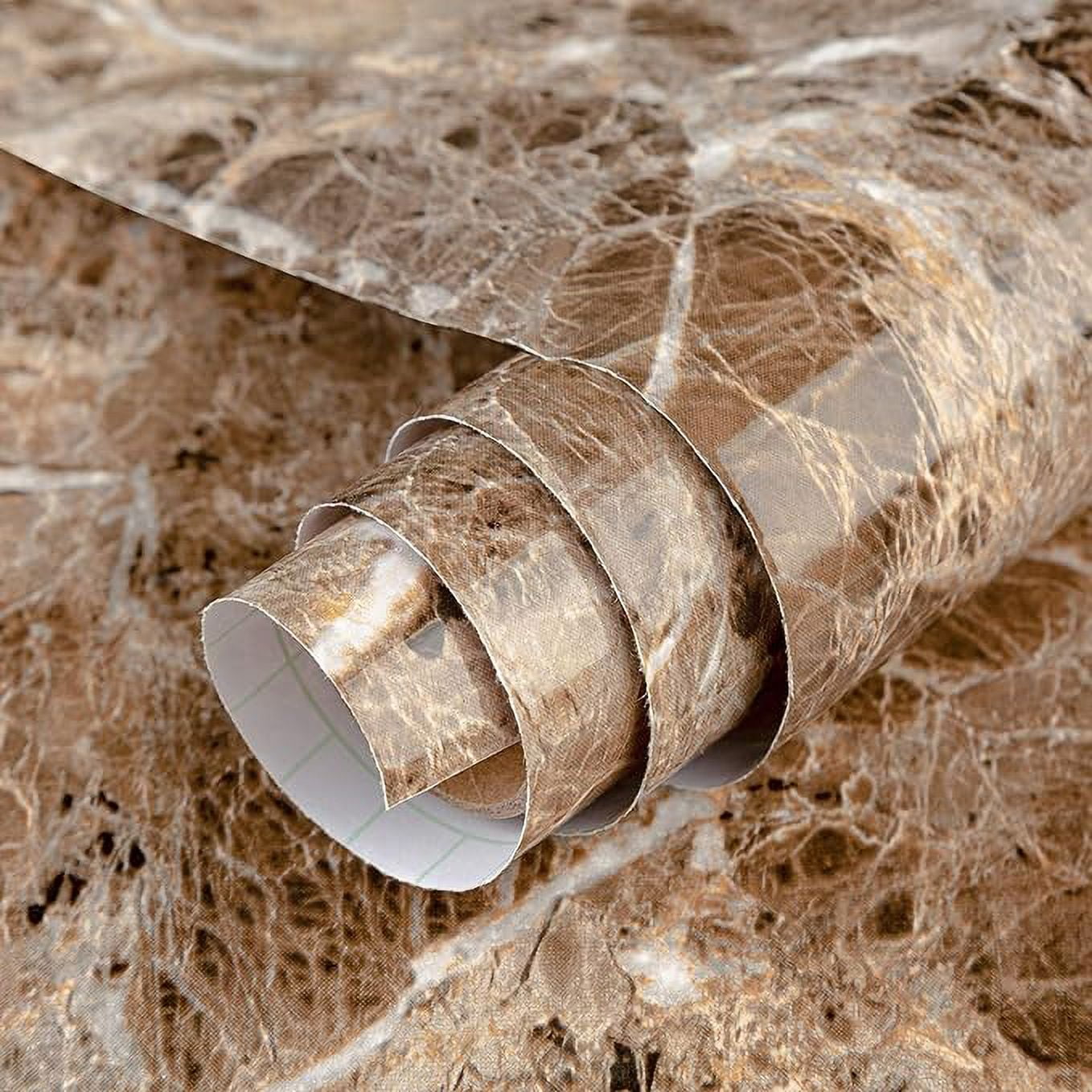 BAYYA 118x16inch Brown Marble Contact Paper Peel and Stick Wallpaper ...