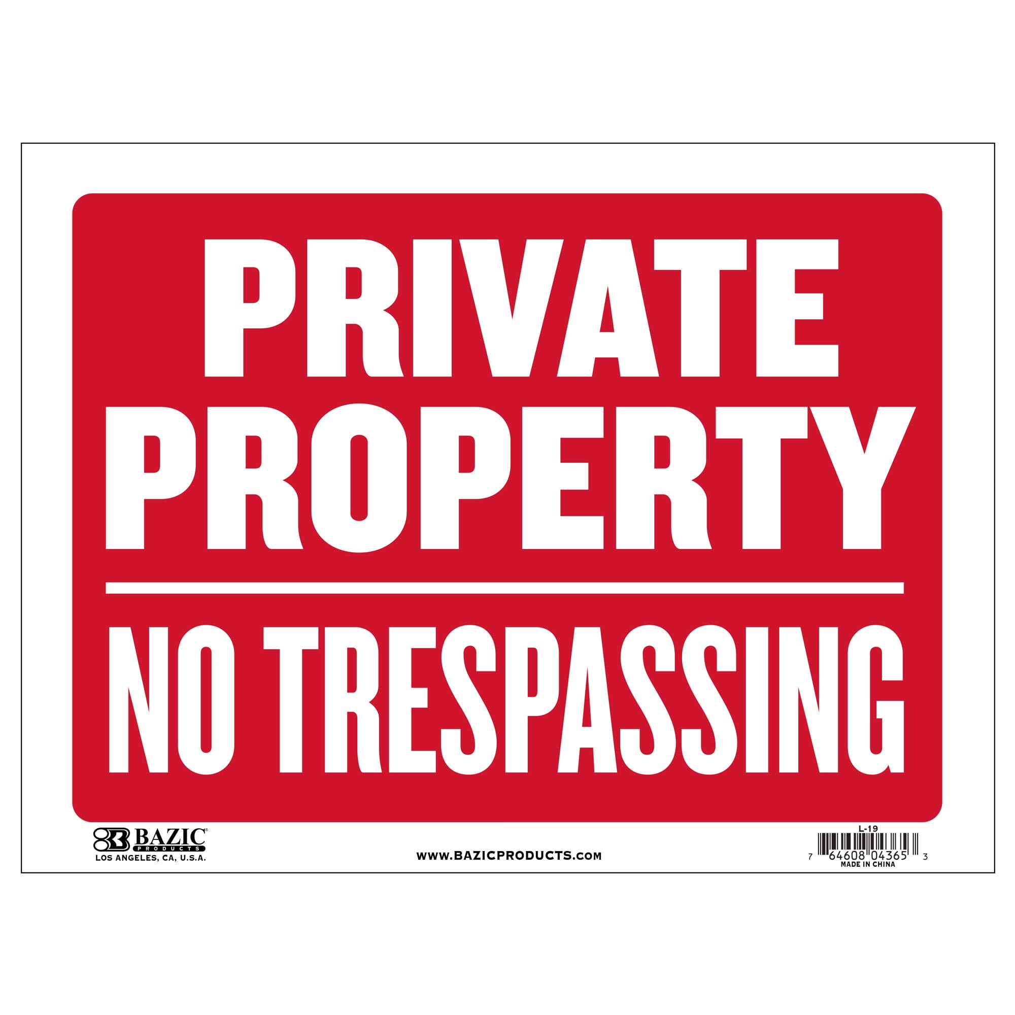 BAZIC 12" X 16" Private Property No Trespassing Sign, Warning ...