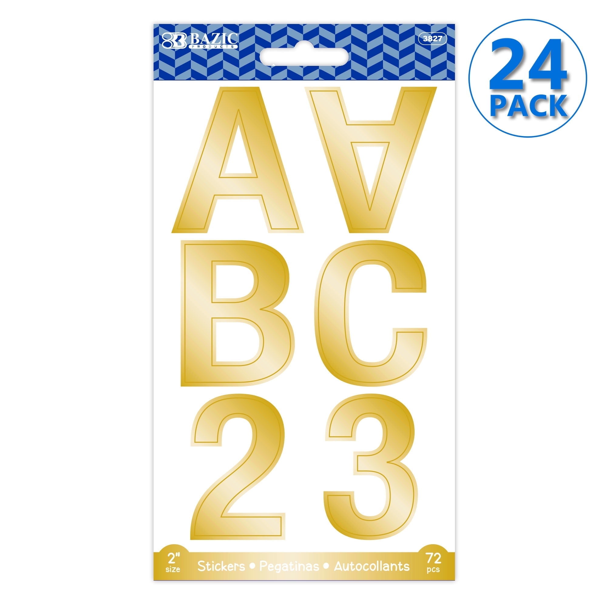 BAZIC 2" Black Color Alphabet & Numbers Stickers (72/Pack) / Box Qty ...