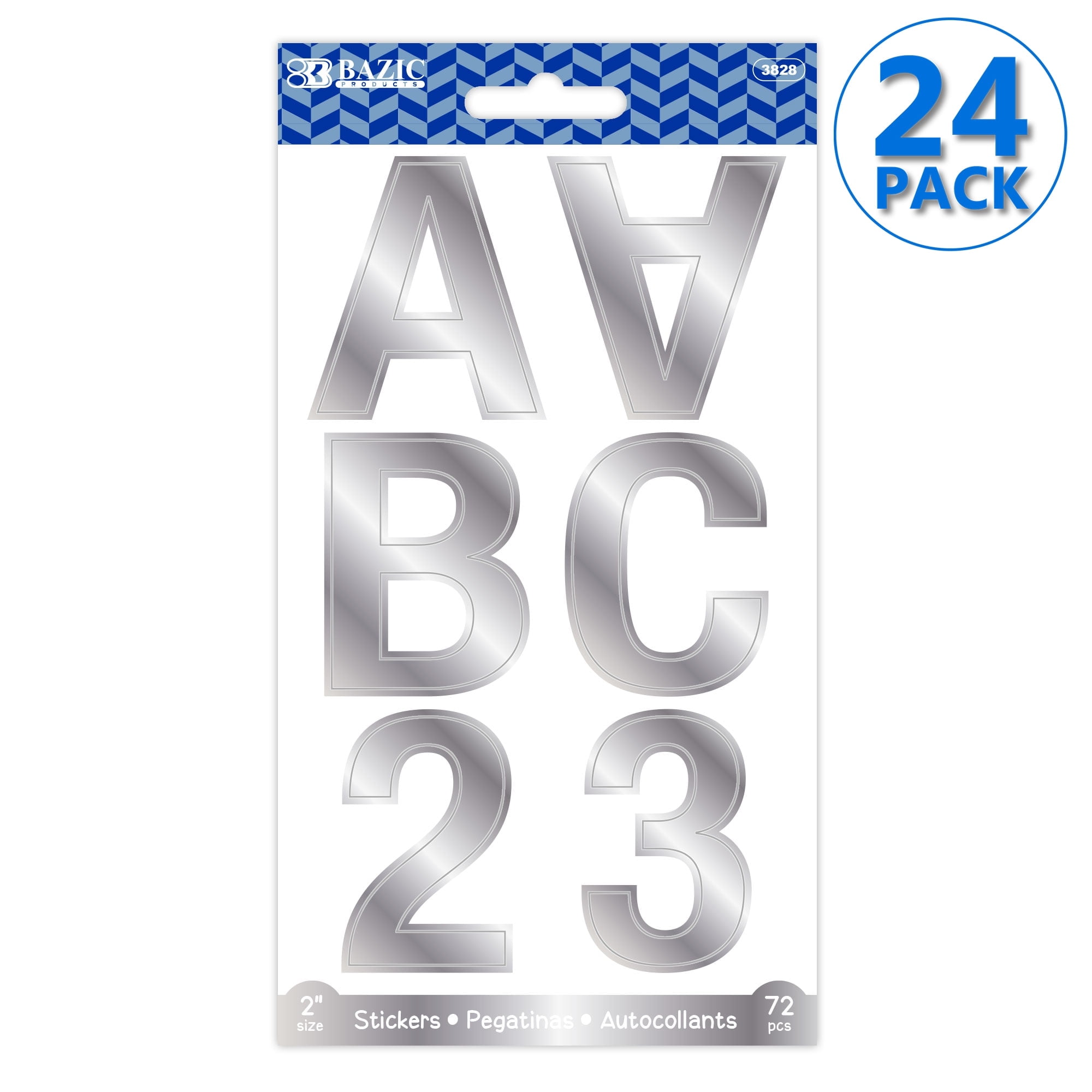 BAZIC 2" Gold Metallic Color Alphabet & Numbers Stickers (72/Pack ...