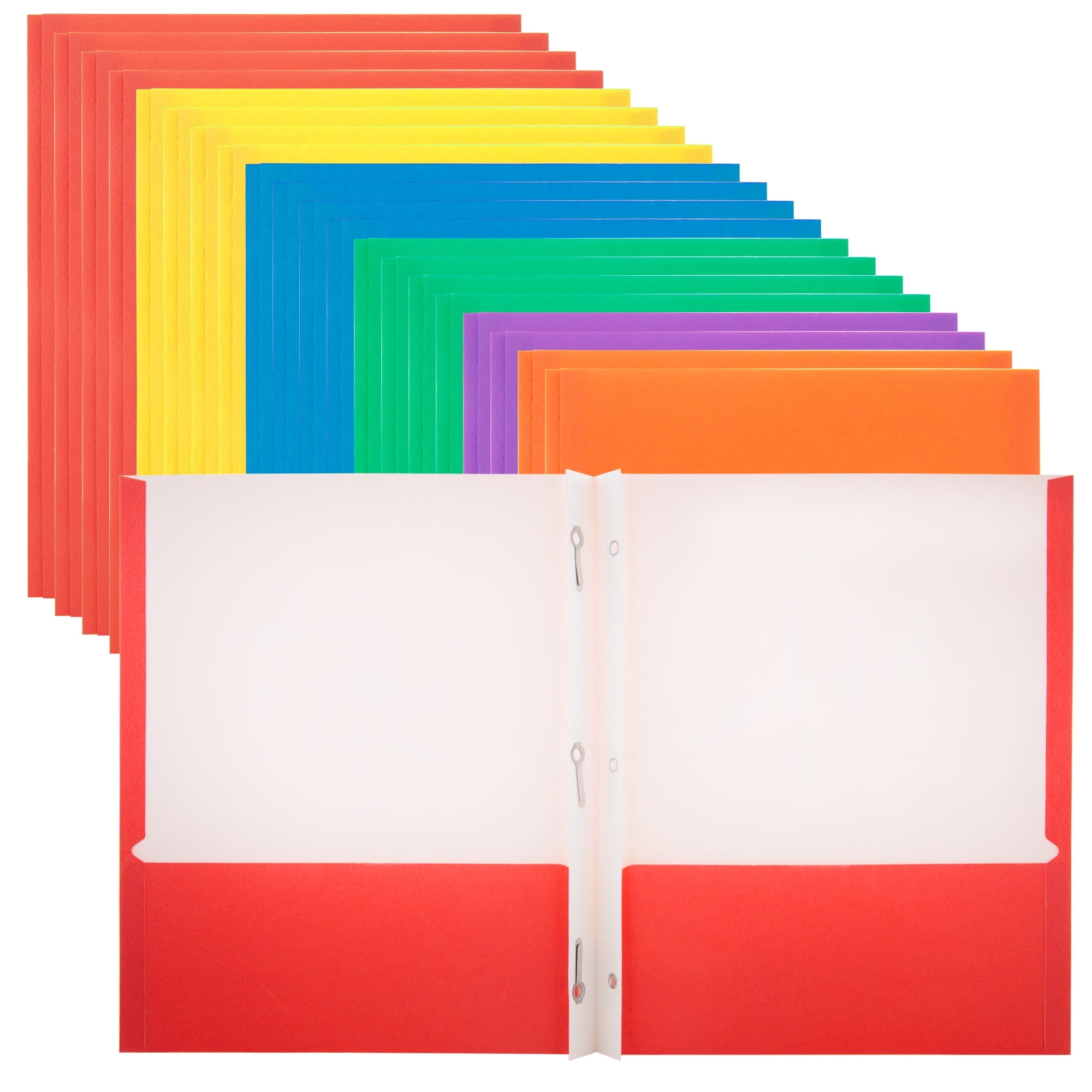 BAZIC Assorted Color Paper Folder, 20-Pack, 2 Pockets, 3 Prongs ...