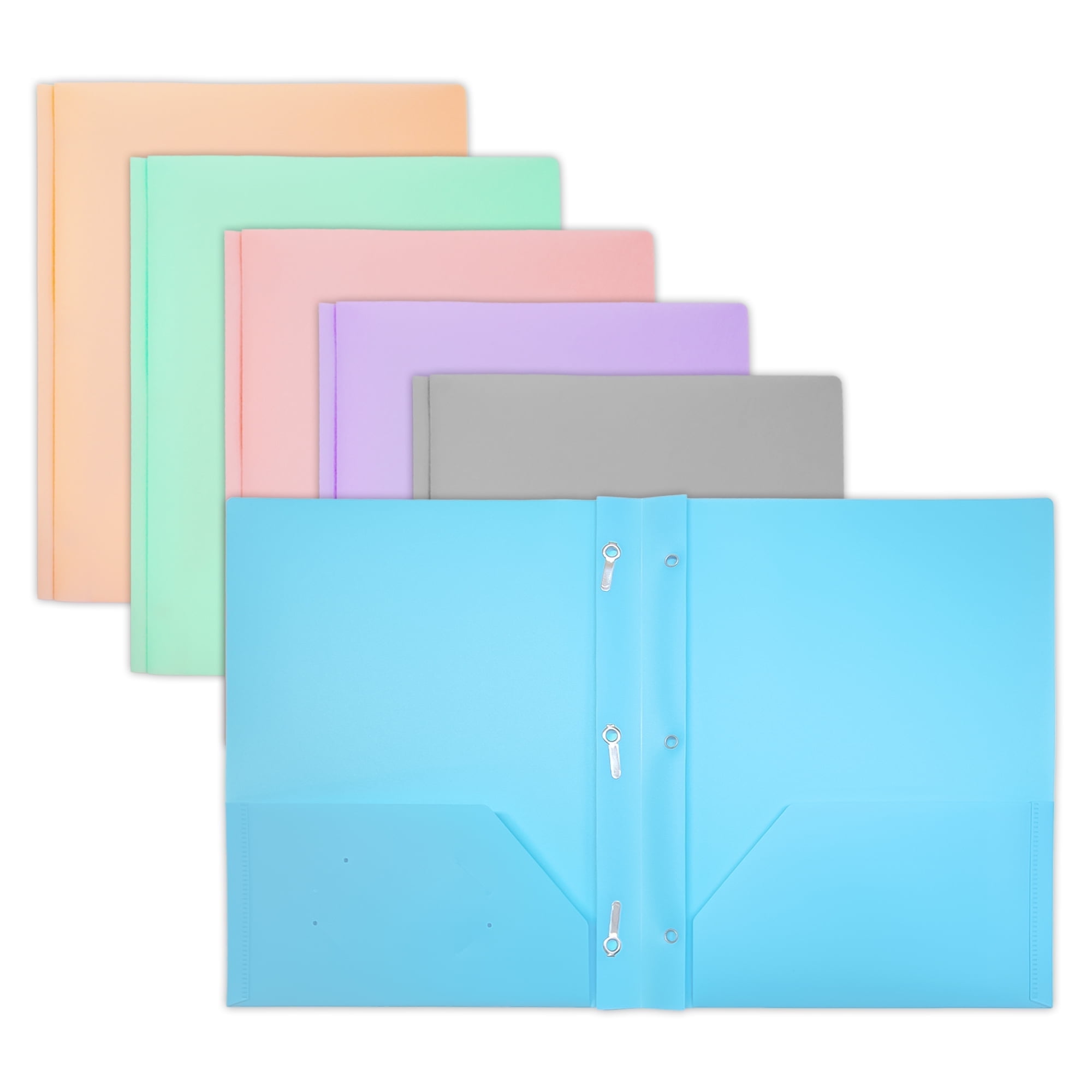 BAZIC 2 Pockets Poly Folder Portfolio, 3 Prong Fastener Clip, Pastel ...