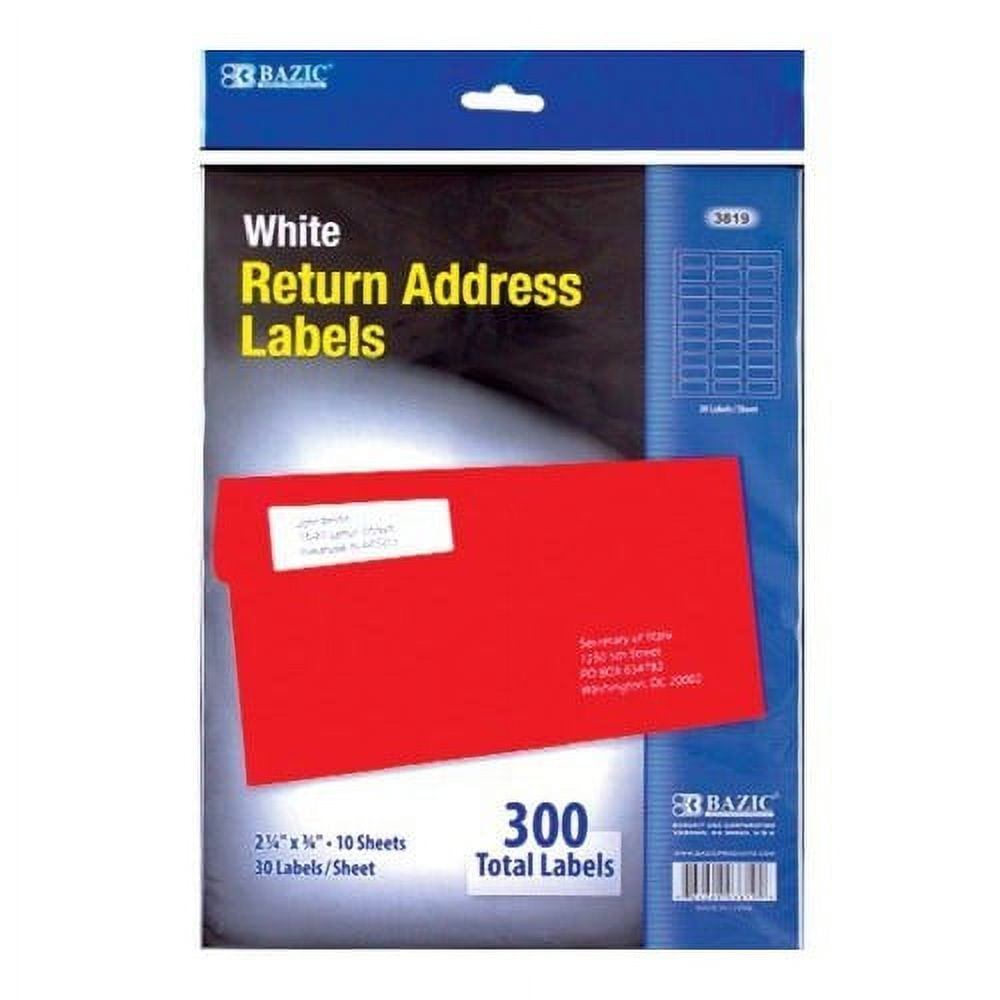 BAZIC 3/4" X 2 1/4" White Return Address Labels(Pack of 24 ) - Walmart.com