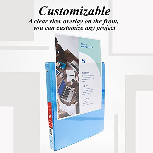 BAZIC 3 Ring Binder 1/2" Economy View Binders Organizer - Cyan, Round ...