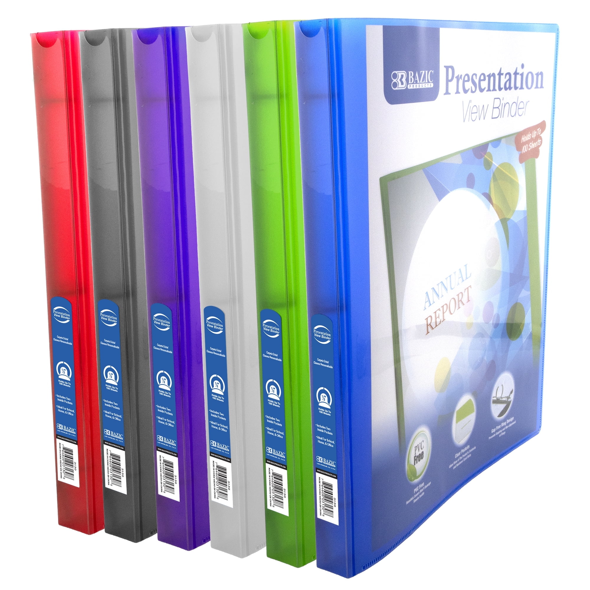 "BAZIC 3 Ring Binder, Soft 1/2"" Poly Presentation View Binders, 100 ...