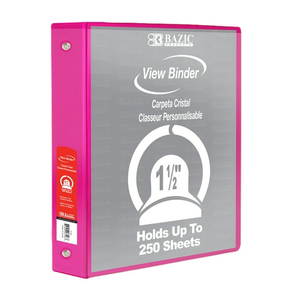 BAZIC 3 Ring Binder 1.5" Economy View Binders Fuchsia, Hold 280 Sheets ...