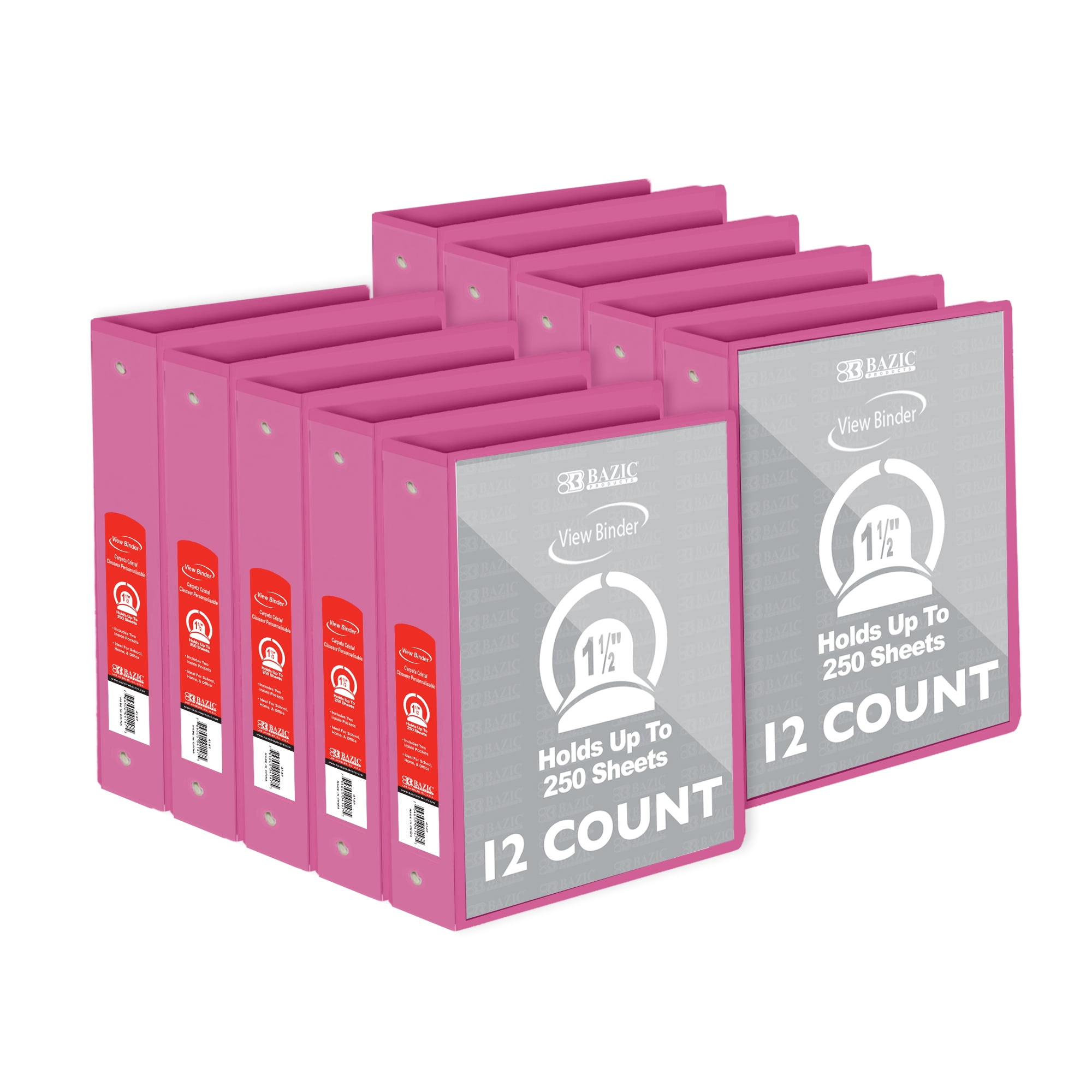 BAZIC 3 Ring Binder 1.5" Economy View Binders Fuchsia, Hold 280 Sheets ...