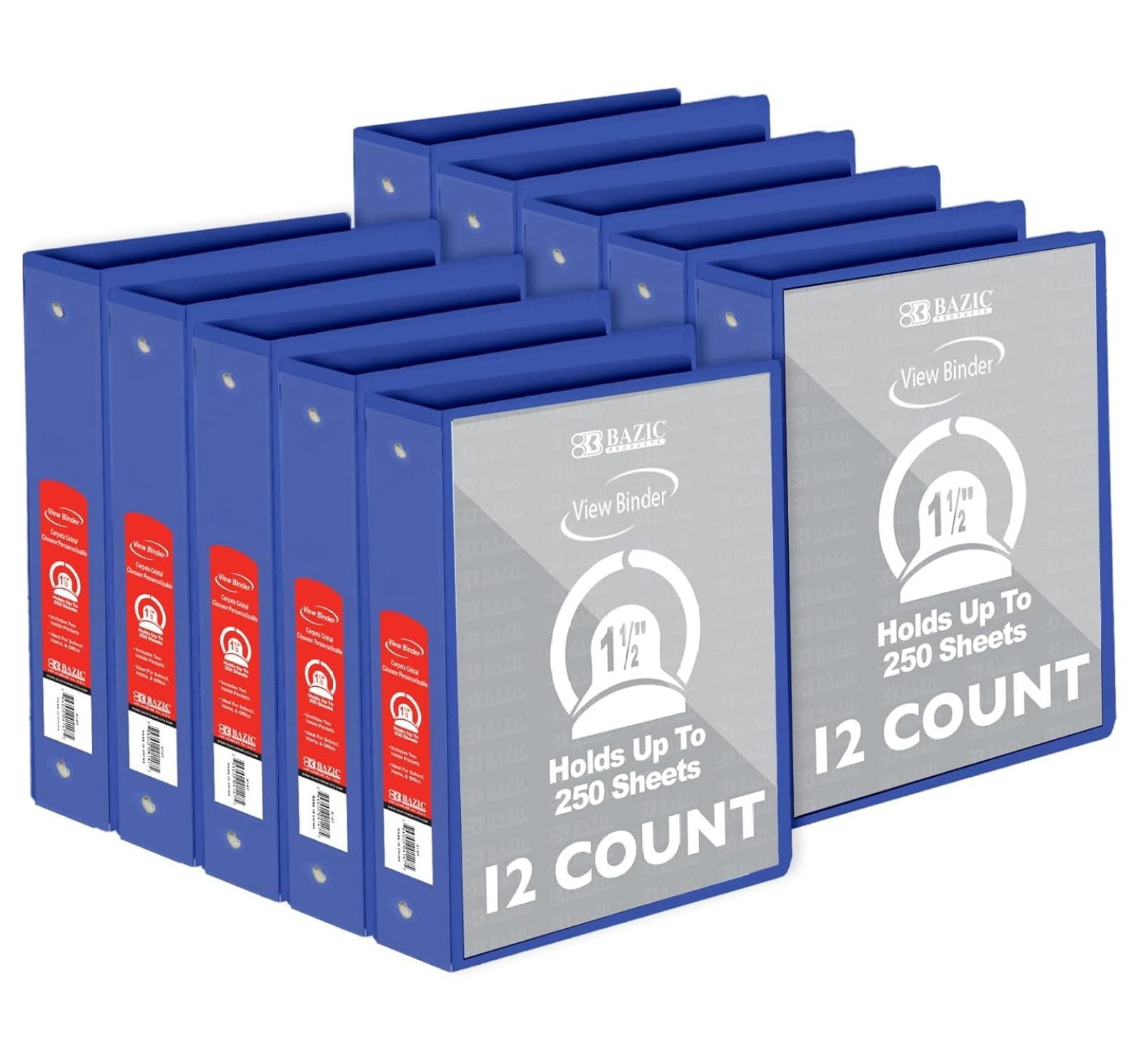 BAZIC 3 Ring Binder 1.5" Economy View Binders Organizer - Blue, Round ...