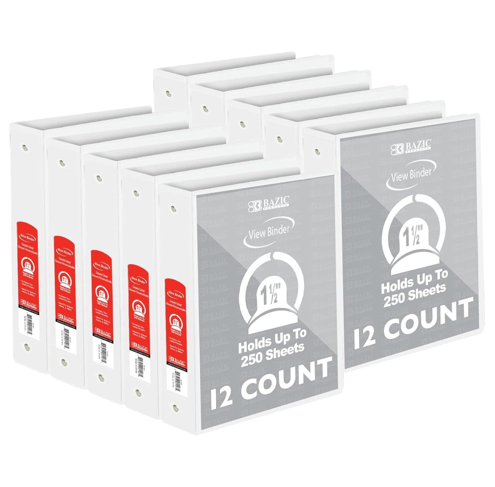 BAZIC 3 Ring Binder 1.5" Economy View Binders Organizer - White, Round ...