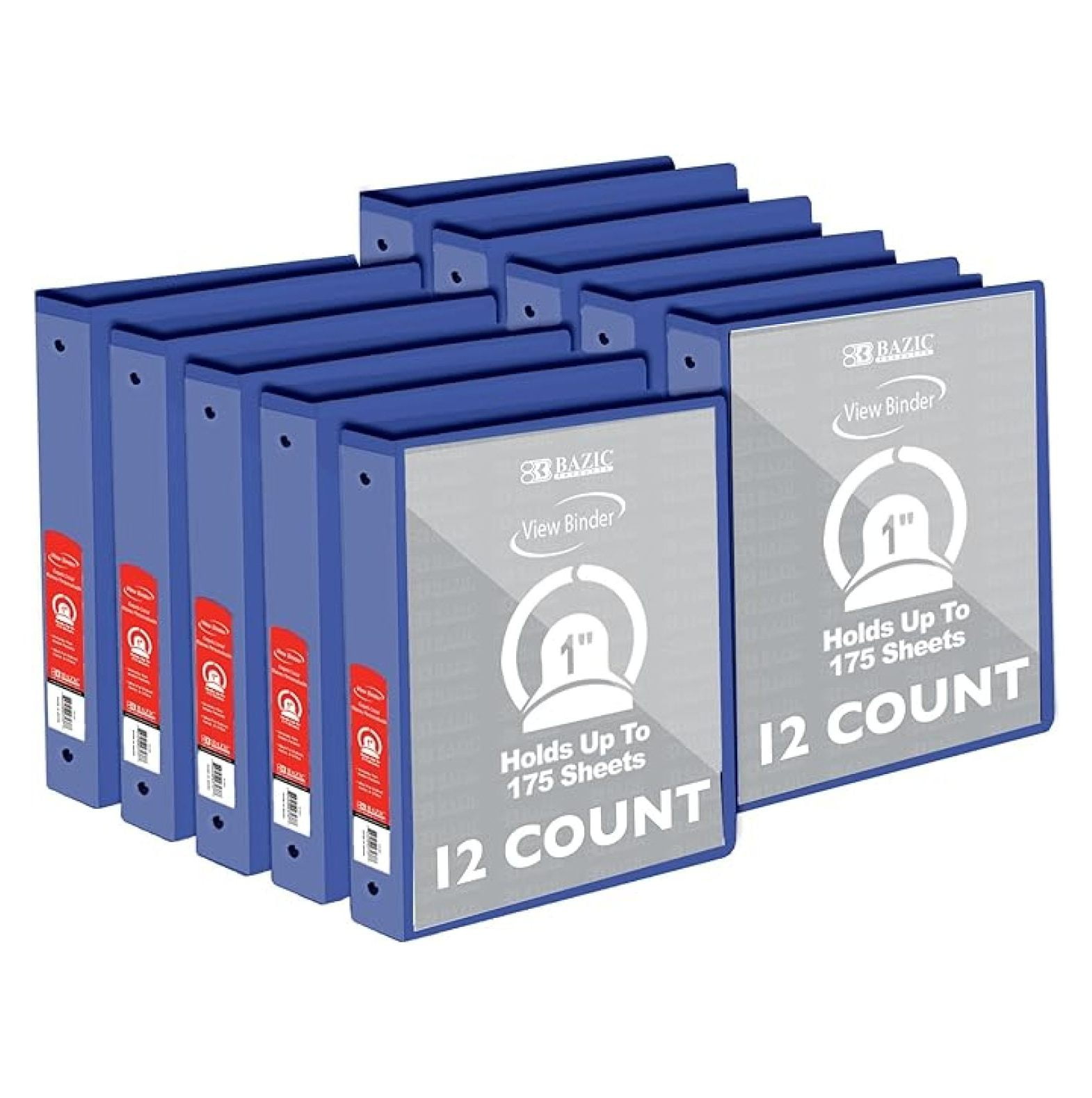 BAZIC 3 Ring Binder 1" Economy View Binders Organizer - Blue, Round ...