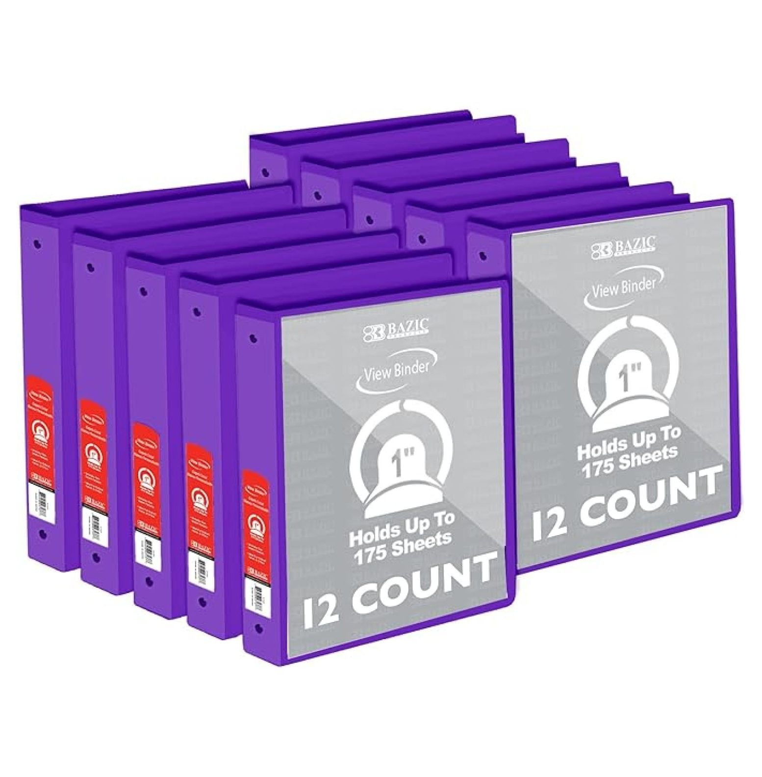 BAZIC 3 Ring Binder 1" Economy View Binders Organizer - , Round Ring ...