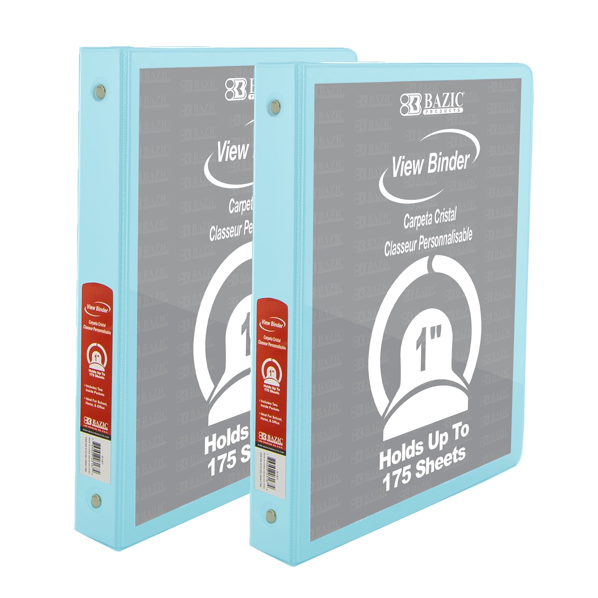 BAZIC 3 Ring Binder 1" Economy View Binders Pastel Blue Color, Hold 175 ...
