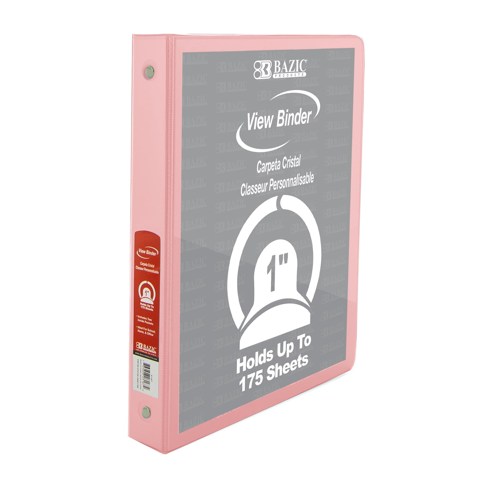 BAZIC 3 Ring Binder 1" Economy View Binders Pastel Pink Color, Hold 175 ...