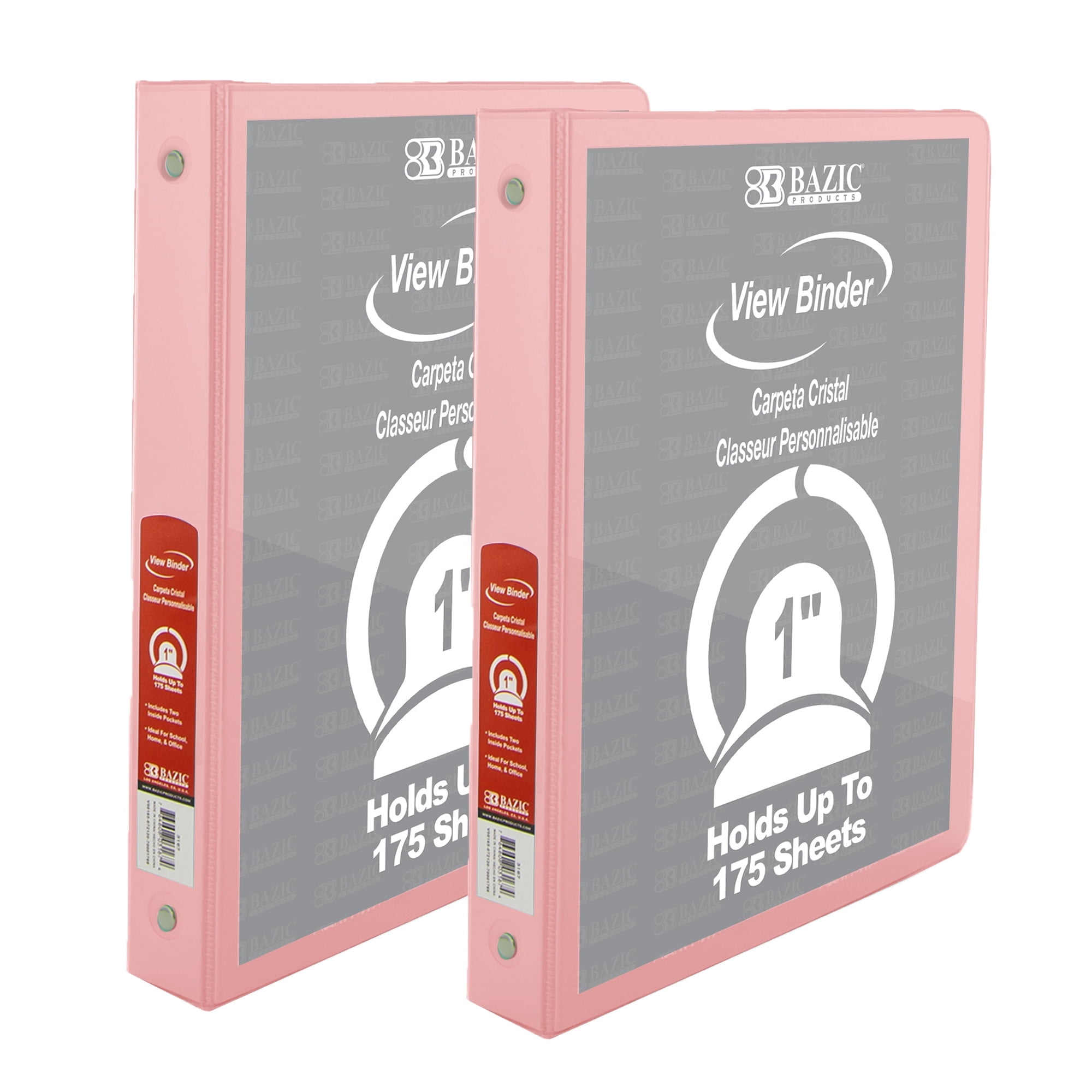 BAZIC 3 Ring Binder 1" Economy View Binders Pastel Pink Color, Hold 175 ...