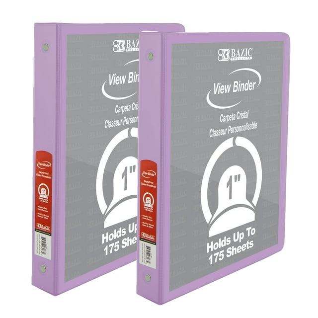 BAZIC 3 Ring Binder 1" Economy View Binders Pastel Purple Color, Hold ...