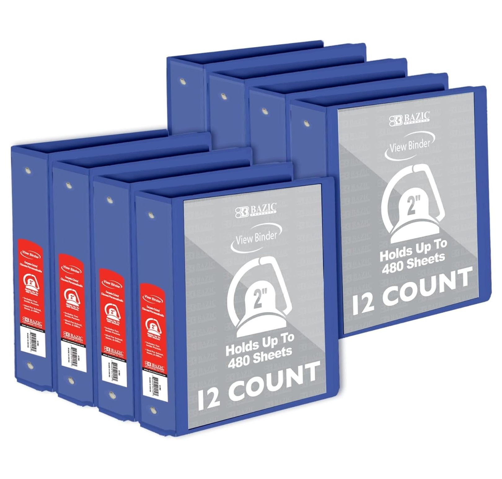 BAZIC 3 Ring Binder 2" View Binders Slant D Ring Organizer - Blue, Hold ...