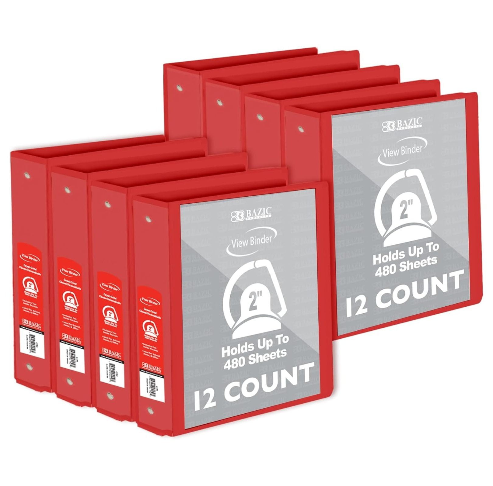 BAZIC 3 Ring Binder 2" View Binders Slant D Ring Organizer - Red, Hold ...