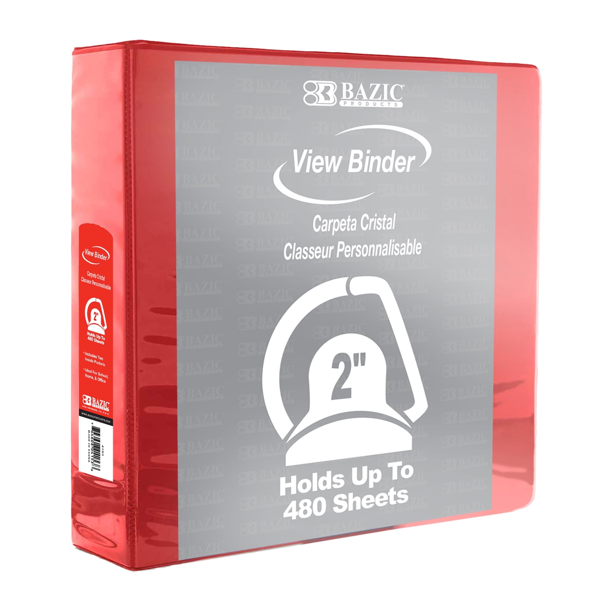BAZIC 2 Inch Red Slant-D Ring View Binder w/ 2 Pockets [4153] - Walmart.com