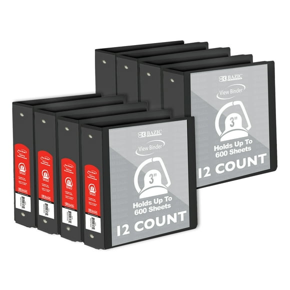 3+ Inch Binders in Binder by Ring Size | Black - Walmart.com