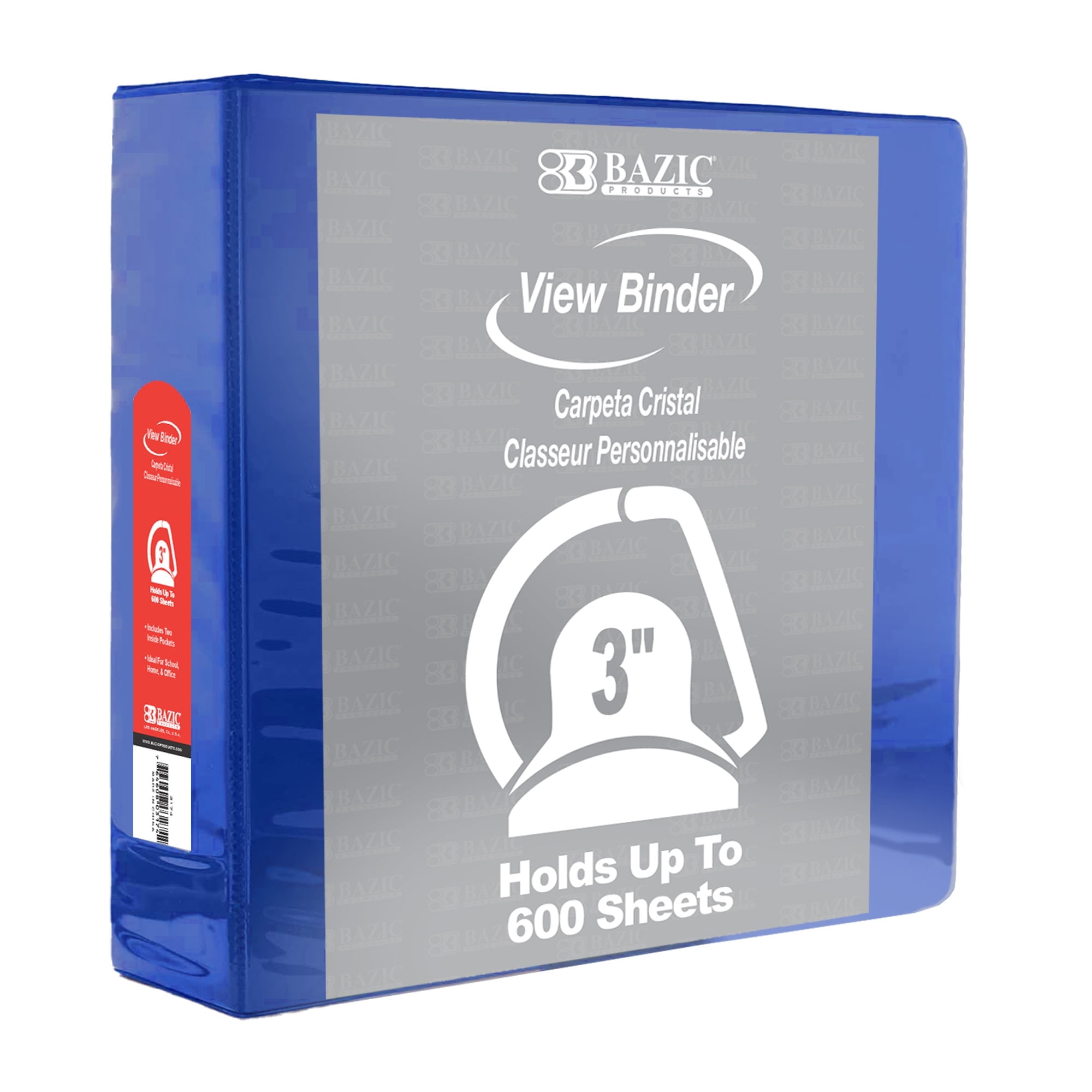 BAZIC 3 Ring Binder 3" View Binders Slant D Ring Blue, Hold 600 Sheets ...