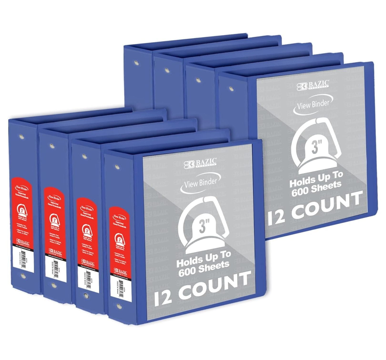 BAZIC 3 Ring Binder 3" View Binders Slant D Ring Organizer - Blue, Hold ...