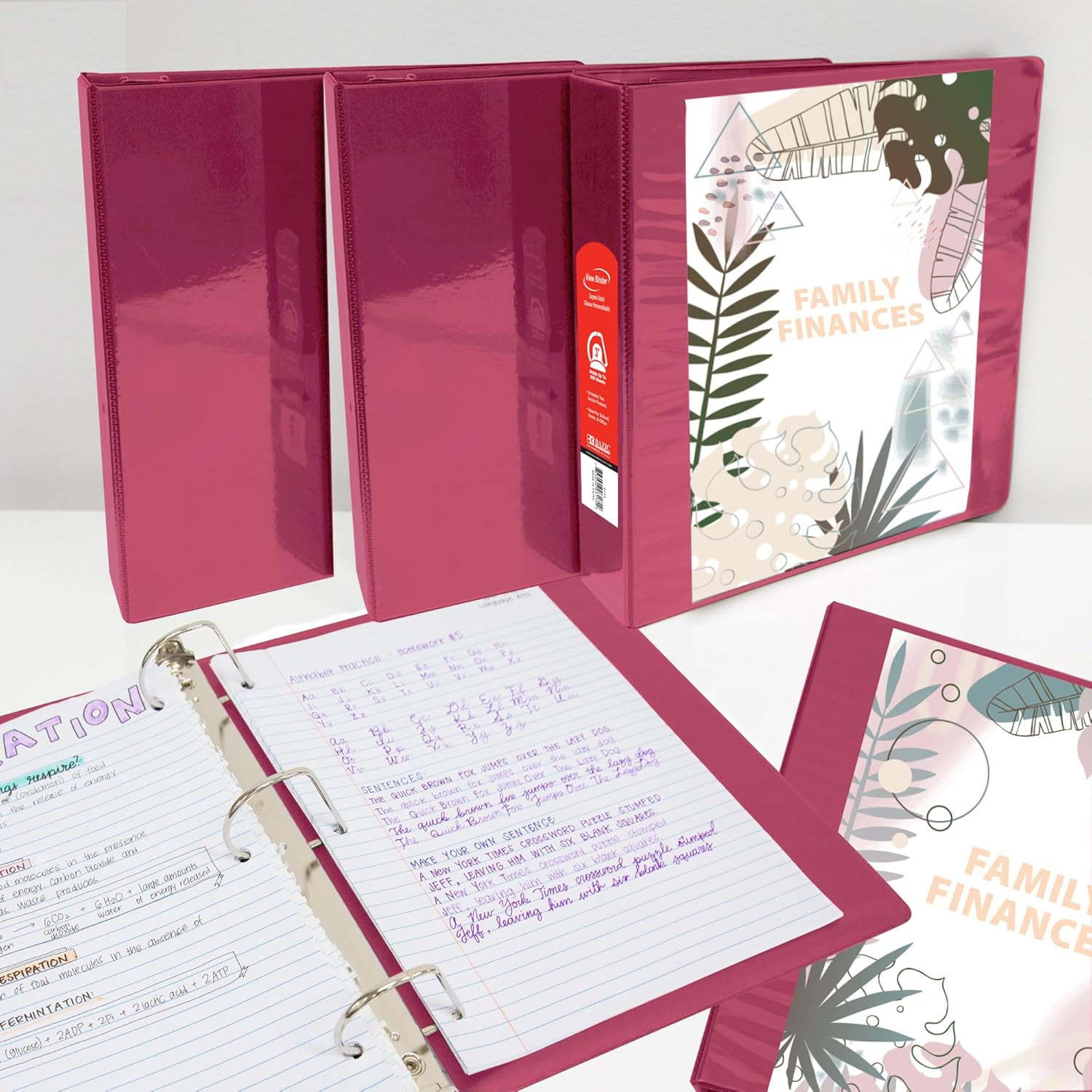 BAZIC 3 Ring Binder 3" View Binders Slant D Ring Organizer - Burgundy ...