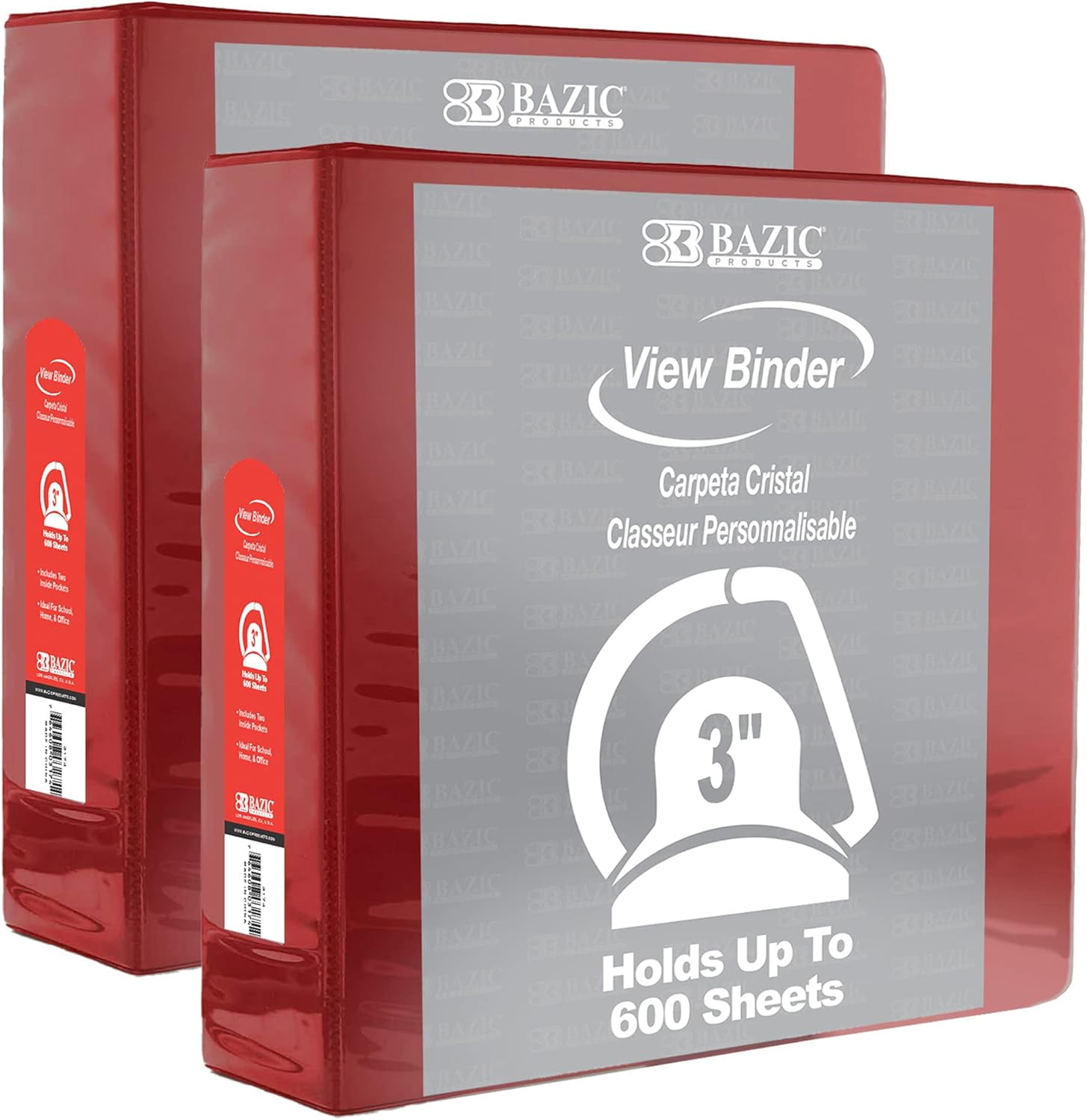 BAZIC 3 Ring Binder 3" View Binders Slant D Ring Organizer - Burgundy ...