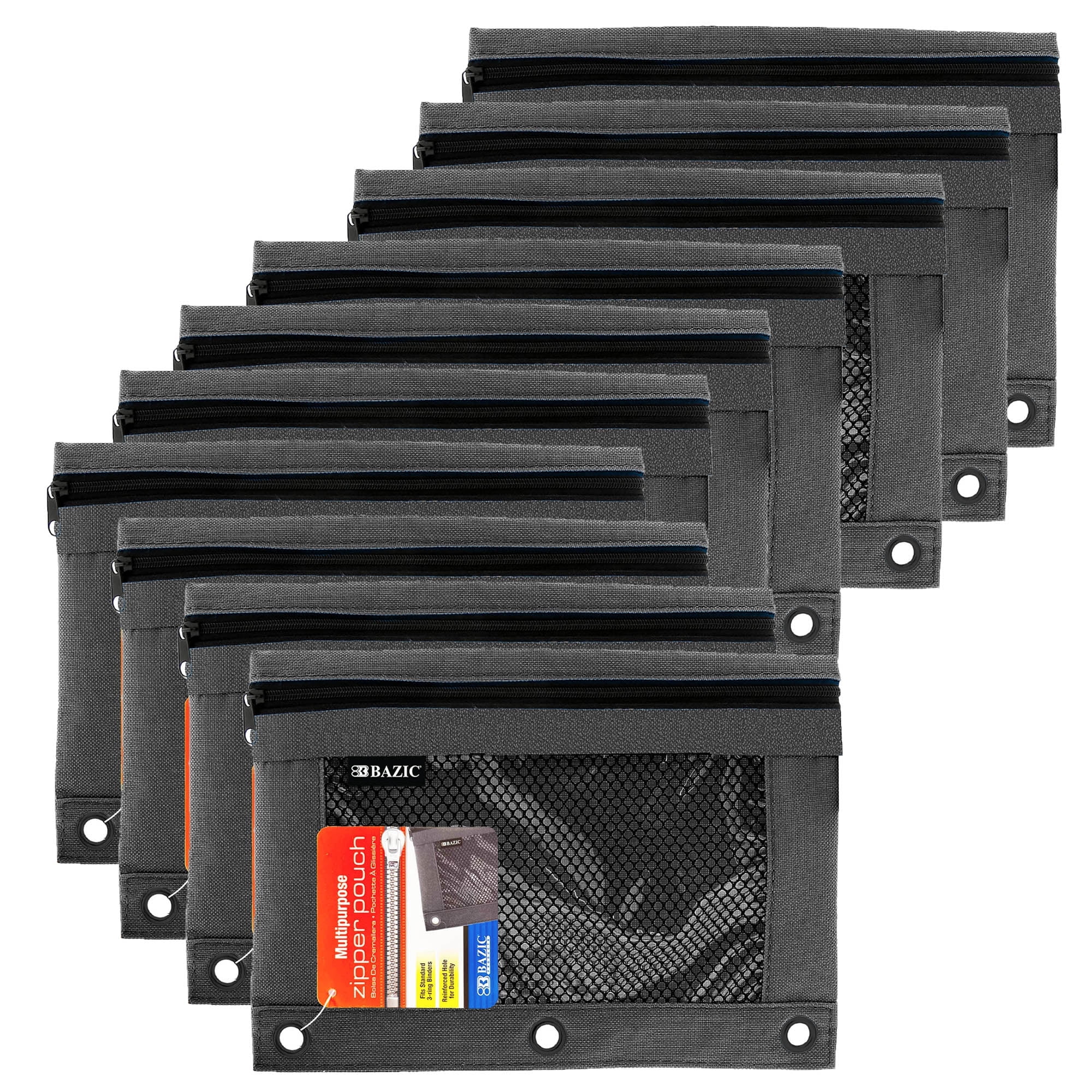 BAZIC 3 Ring Pencil Pouch, Mesh Window, Black Color, 10-Pack - Walmart.com