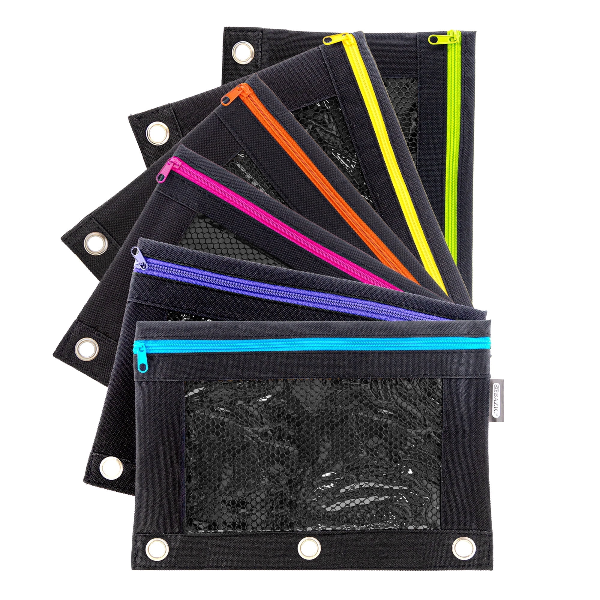 BAZIC School Supplies, Durable & Cute 3 Ring Pencil Pouch, Mesh Window ...