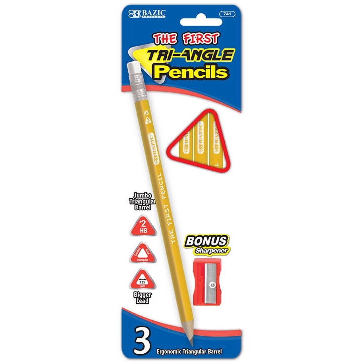 BAZIC 4 #2 Triangle Yellow Pencil w/ Sharpener - Walmart.com
