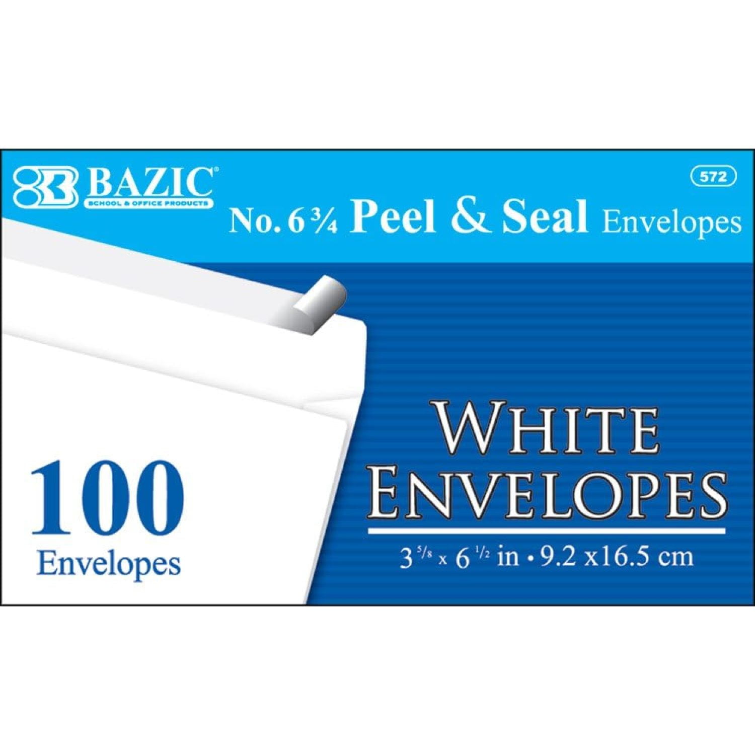 BAZIC #6 3/4 Peel and Seal White Envelope,572-24P (100-Pack) - Walmart.com